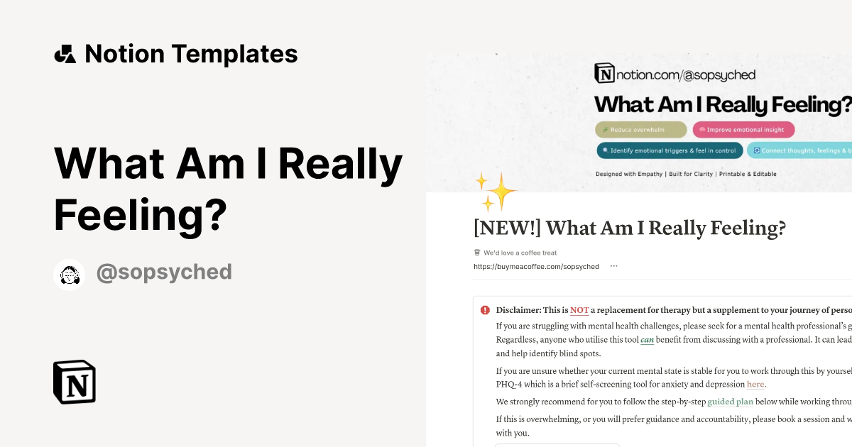What Am I Really Feeling? Template by Sophie | Notion Marketplace