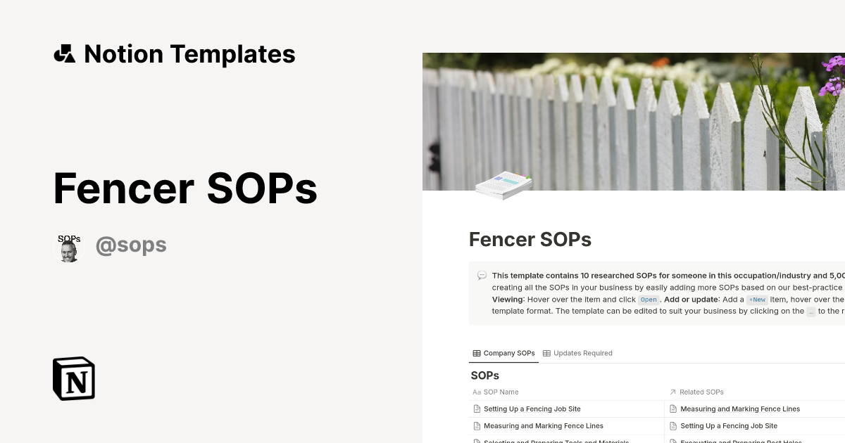 Fencer SOPs Template by SOPs | Notion Marketplace