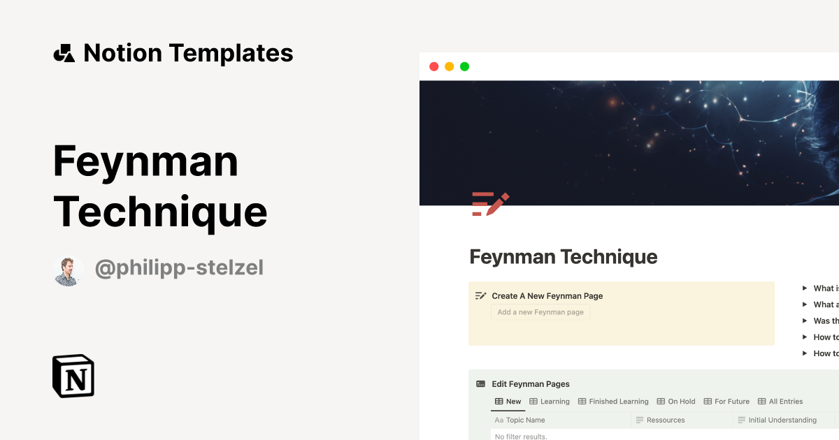 Feynman Technique Template | Notion Marketplace