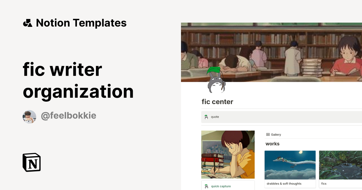 fic writer organization Template by bokkie | Notion Marketplace
