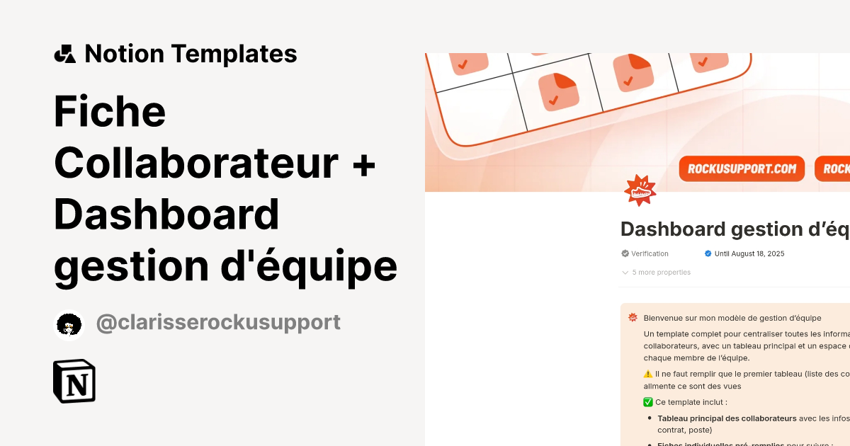 Fiche Collaborateur + Dashboard gestion d'équipe Template | Notion Marketplace