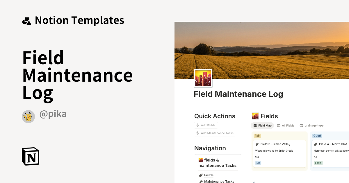 Field Maintenance Log Template | Notion Marketplace