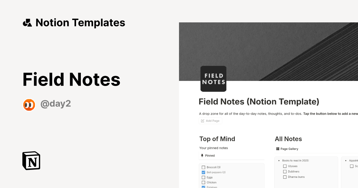 Field Notes Template | Notion Marketplace