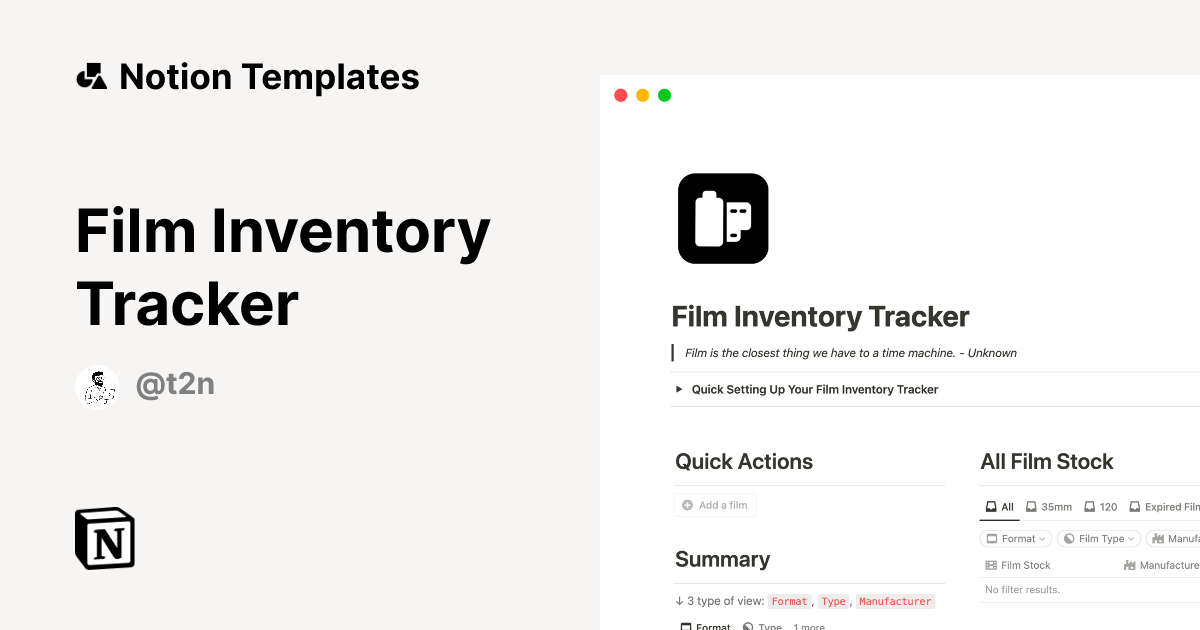 Film Inventory Tracker Template | Notion Marketplace