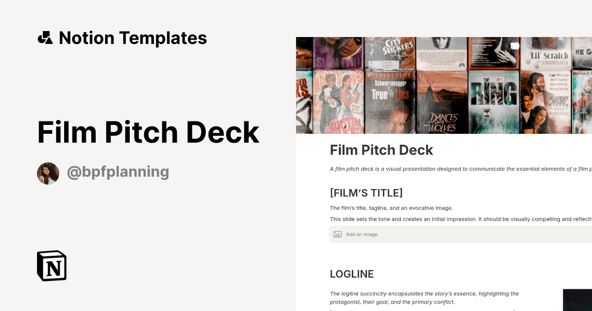 Film Pitch Deck Template by BPF Planning | Notion Marketplace