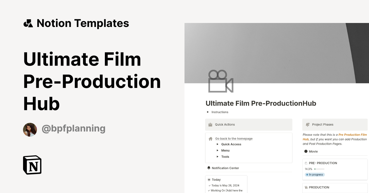 Ultimate Film Pre-Production Hub Template | Notion Marketplace