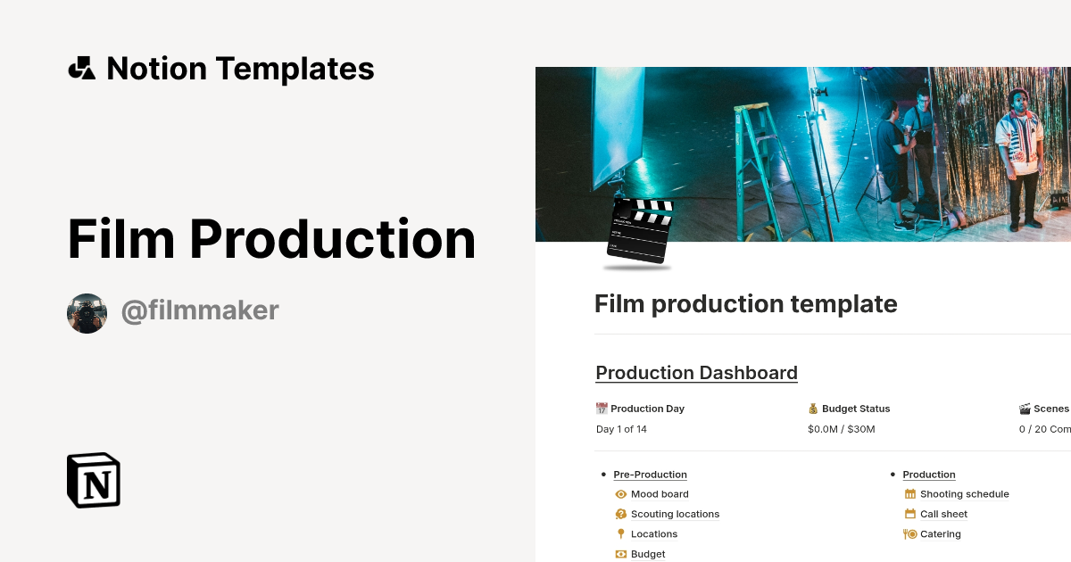 Film Production Template | Notion Marketplace