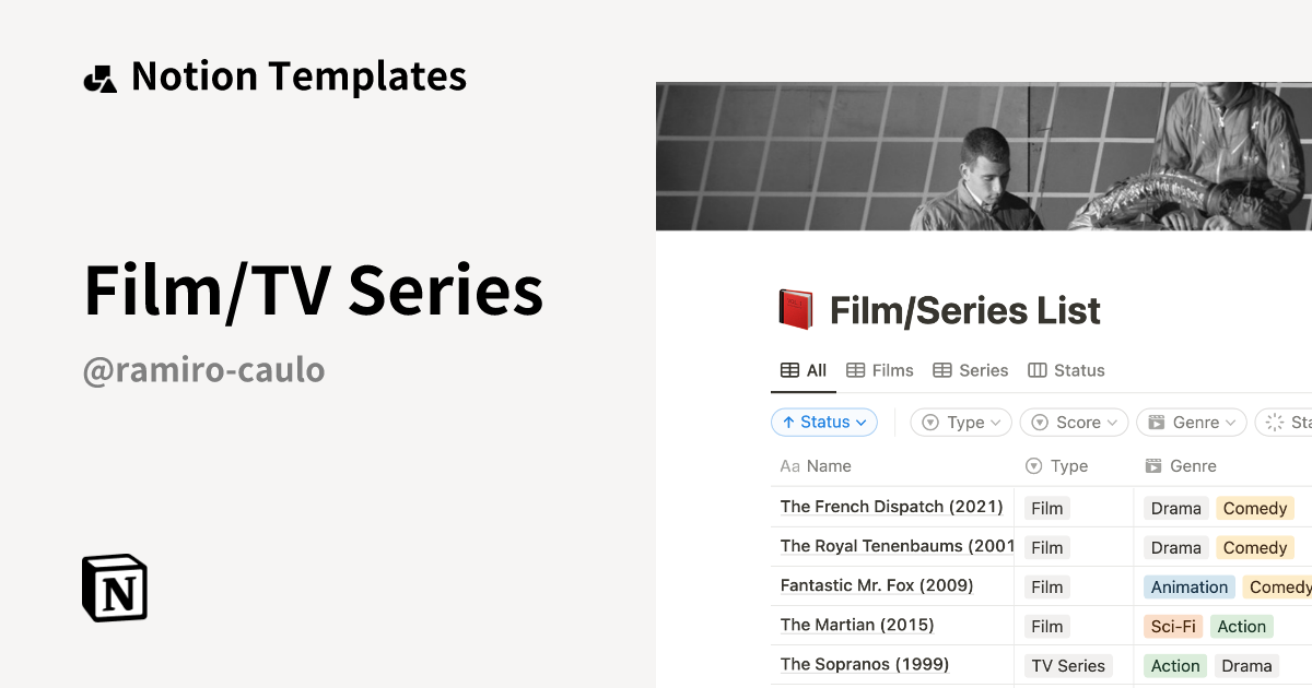 Film/TV Series Template by Ramiro Caulo | Notion Marketplace