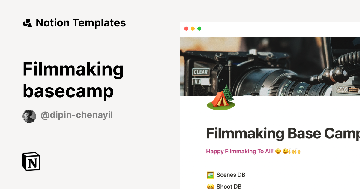 Filmmaking basecamp Template | Notion Marketplace