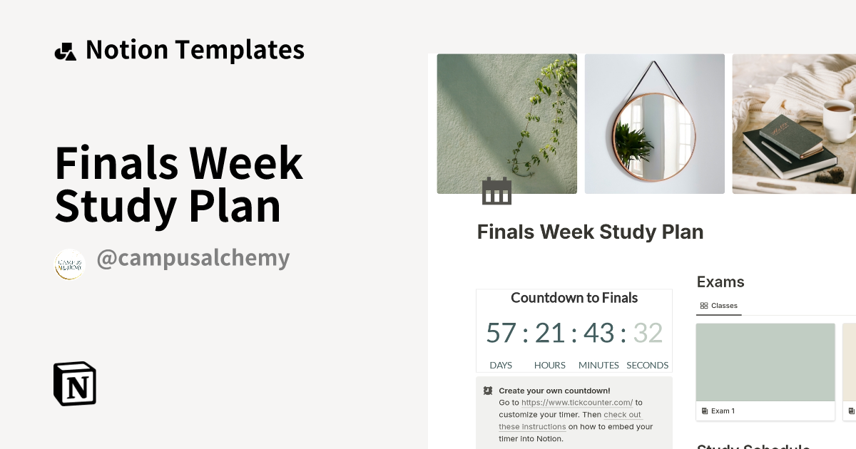 Finals Week Study Plan Template | Notion Marketplace