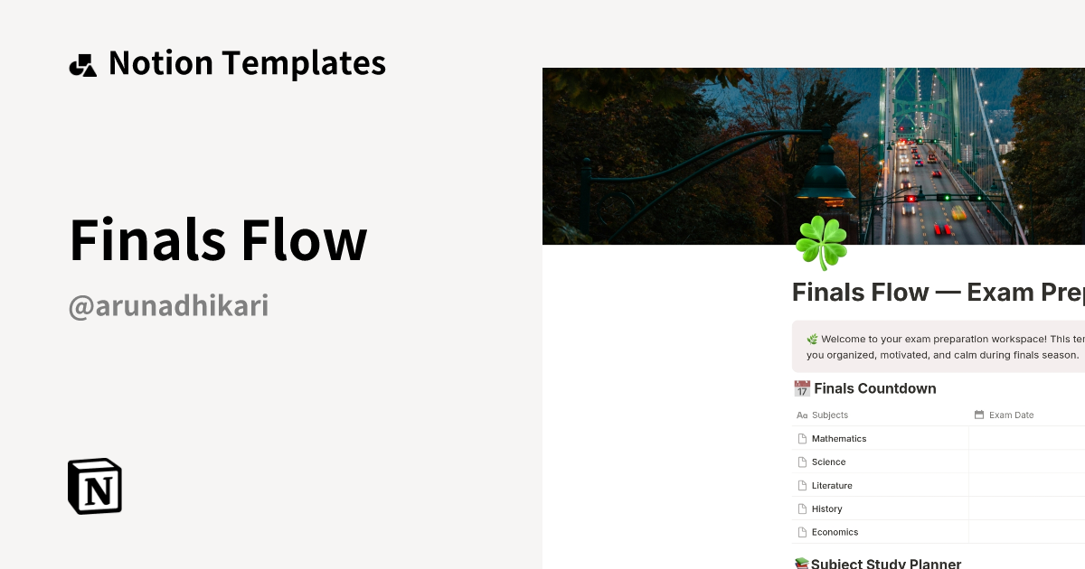 Finals Flow Template | Notion Marketplace