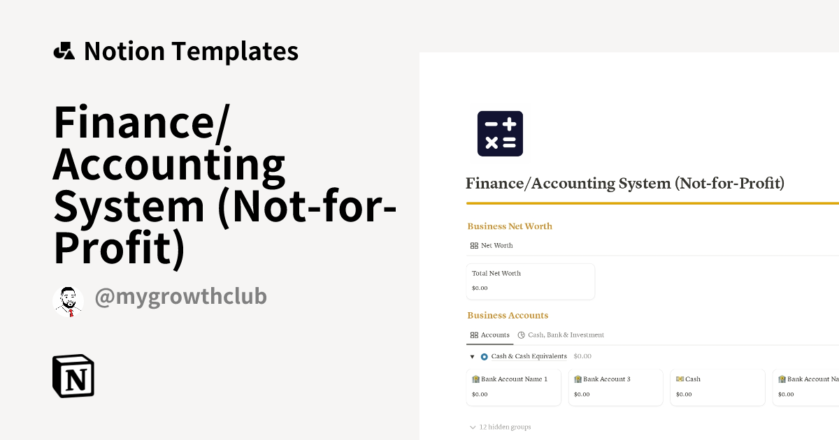 Finance/Accounting System (Not-for-Profit) Template by N.K. Emmanuel ...