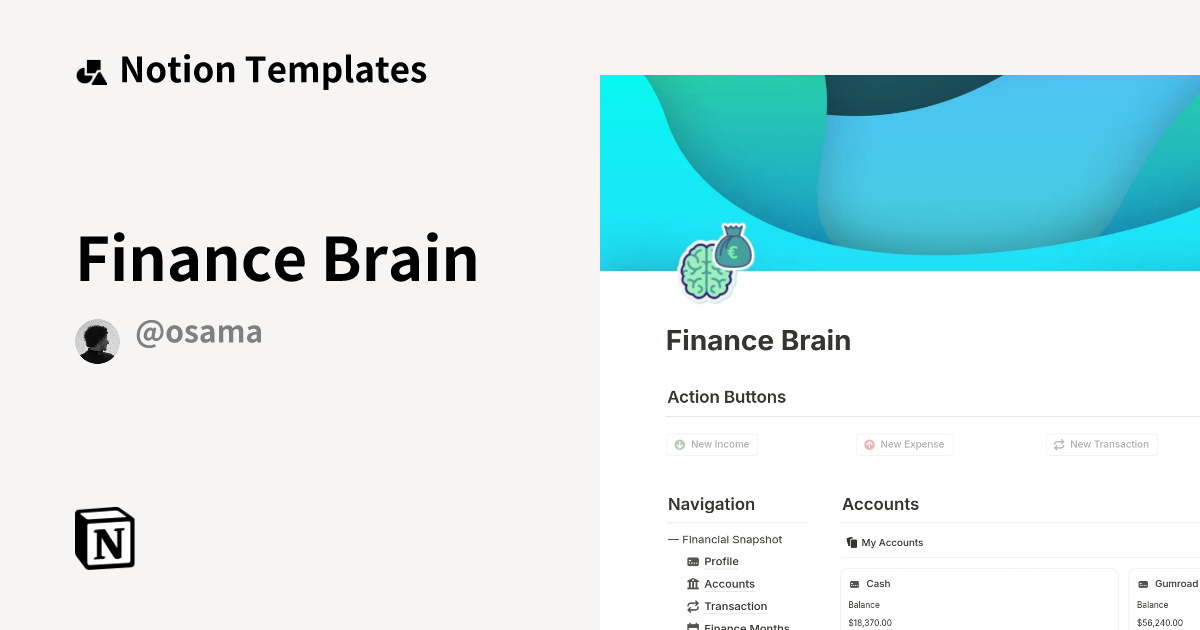 Finance Brain Template by OlsNotion | Notion Marketplace