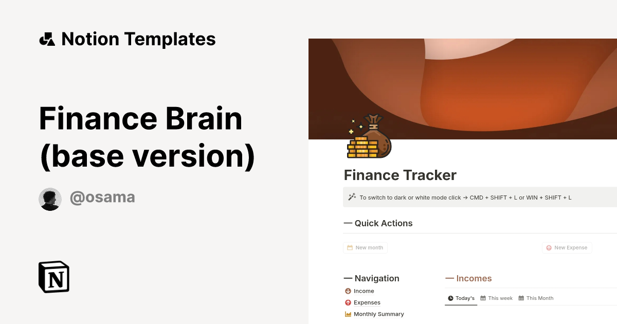 Finance Brain (base version) Template | Notion Marketplace