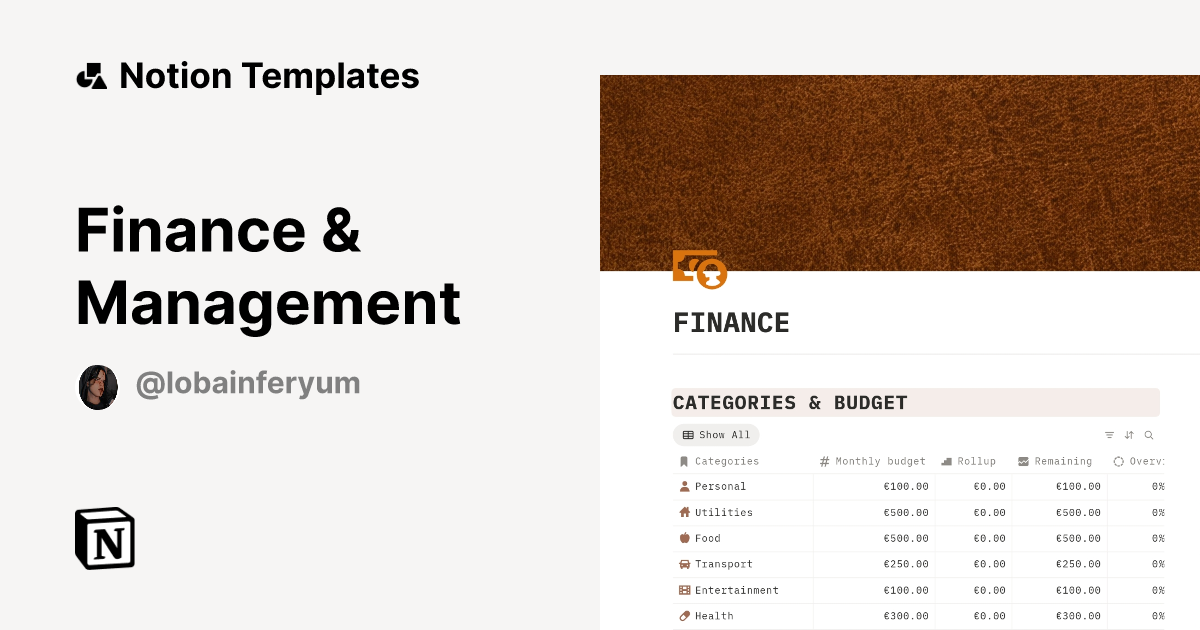 Finance & Management Template | Notion Marketplace