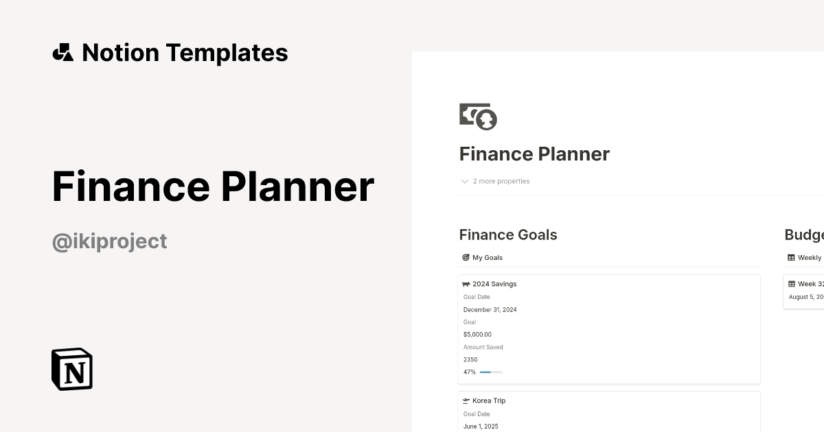 Finance Planner Template by IKI Project | Notion Marketplace
