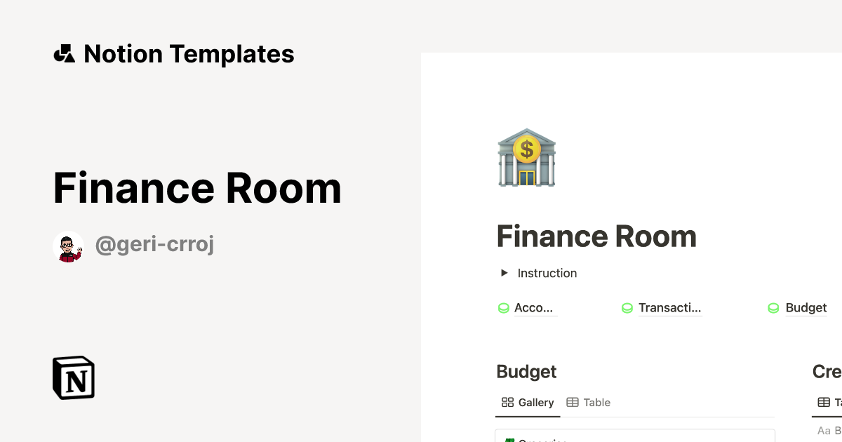 Finance Room Template | Notion Marketplace