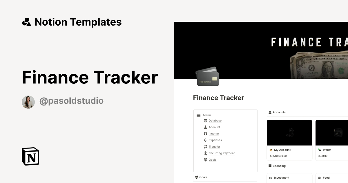 Finance Tracker Template | Notion Marketplace