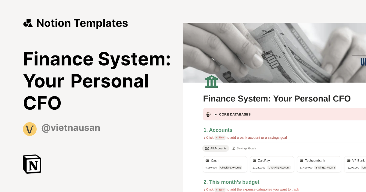 Finance System: Your Personal CFO Template | Notion Marketplace