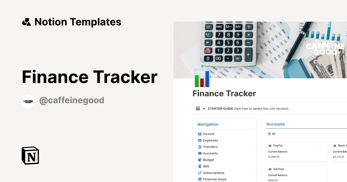 Finance Tracker Template | Notion Marketplace