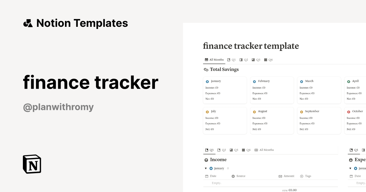 finance tracker Template by planwithromy | Notion Marketplace