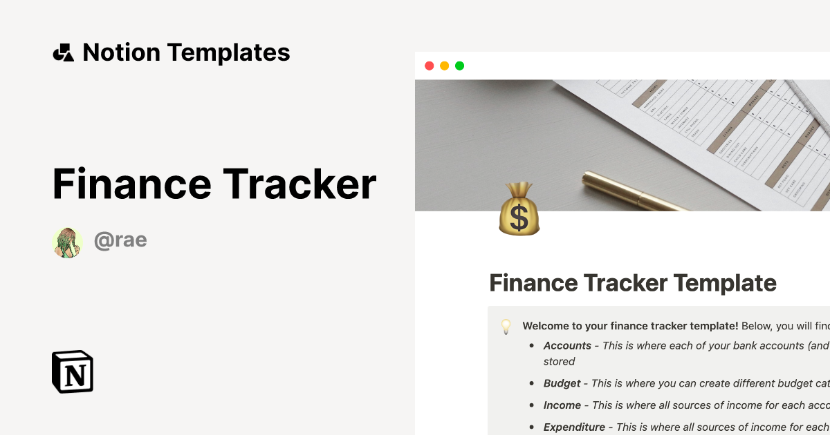 Finance Tracker Template | Notion Marketplace