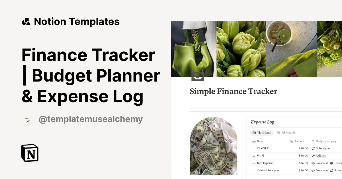 Finance Tracker | Budget Planner & Expense Log Template | Notion ...