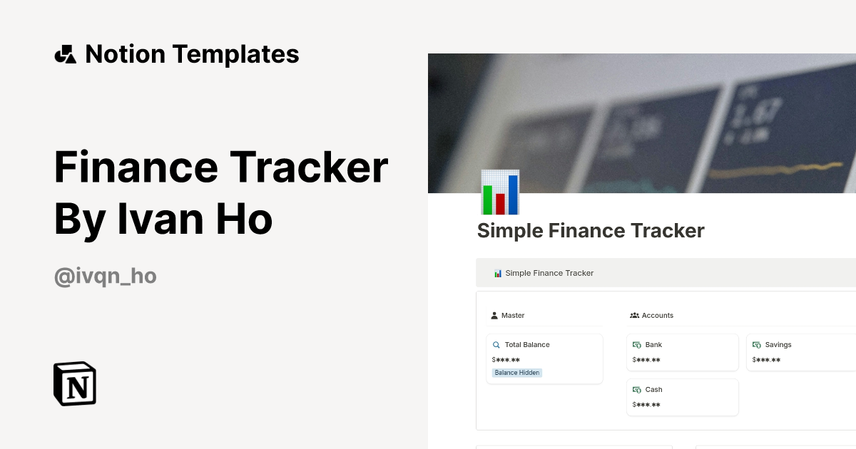 Finance Tracker By Ivan Ho Template by Ivan Ho | Notion Marketplace