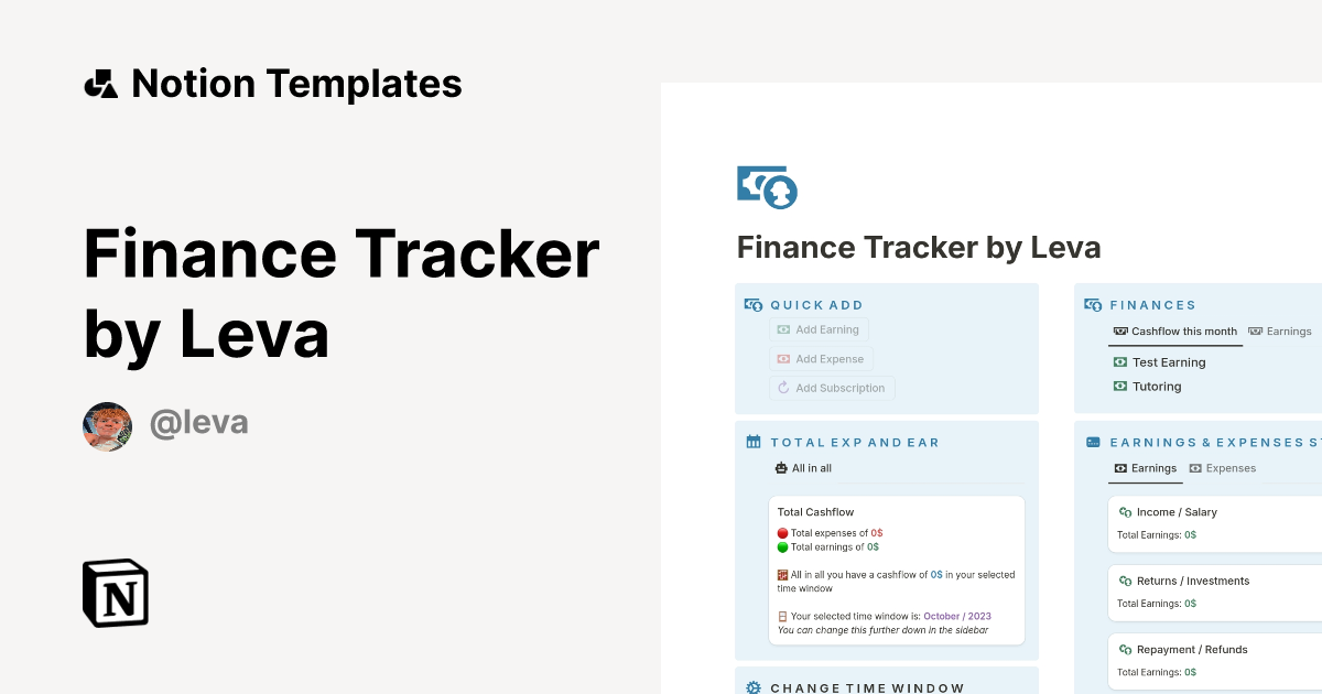 Finance Tracker by Leva Template | Notion Marketplace