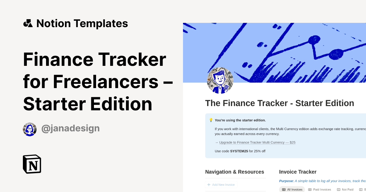 Finance Tracker for Freelancers – Starter Edition Template | Notion ...