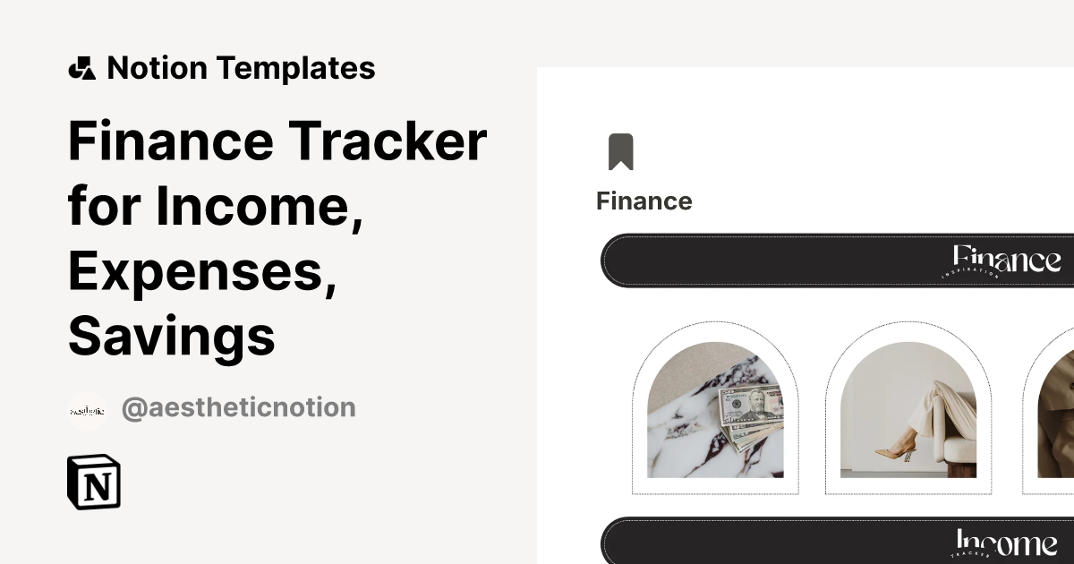 Finance Tracker for Income, Expenses, Savings Template by My Aesthetic Notion | Notion Marketplace