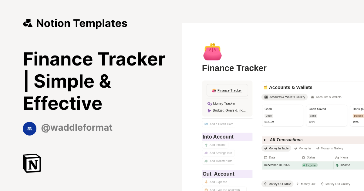 Finance Tracker | Simple & Effective Template | Notion Marketplace