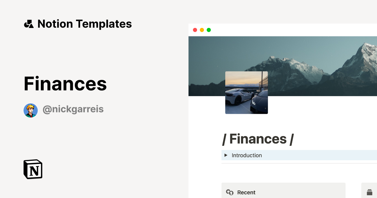 Finances Template by Nick Garreis | Notion Marketplace