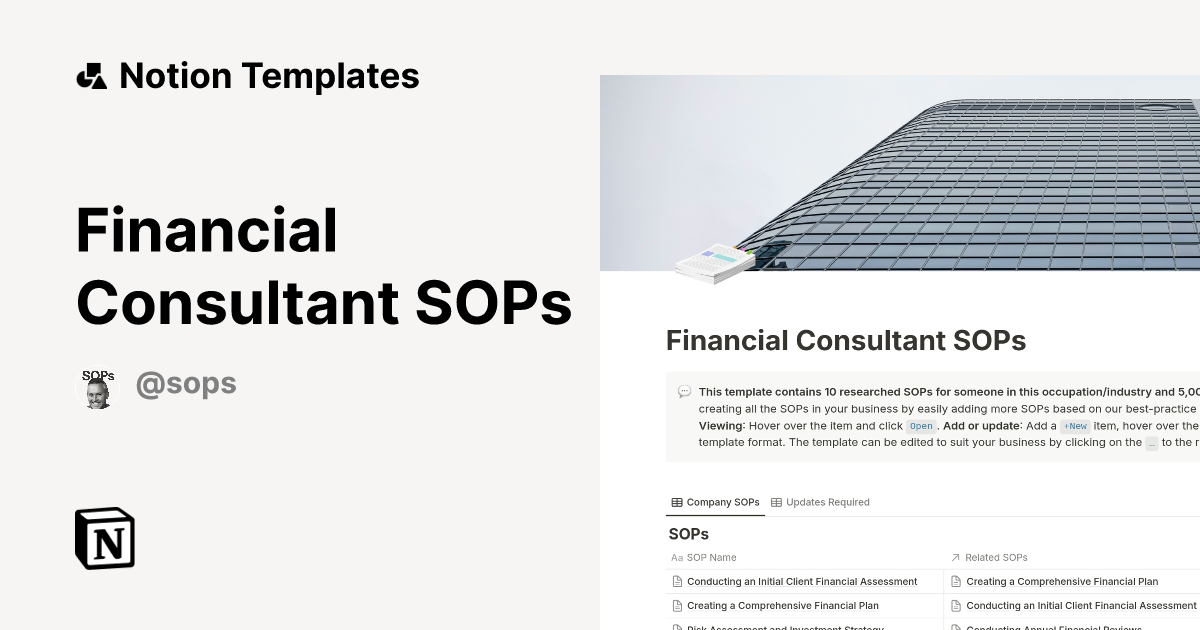Financial Consultant SOPs Template by SOPs | Notion Marketplace