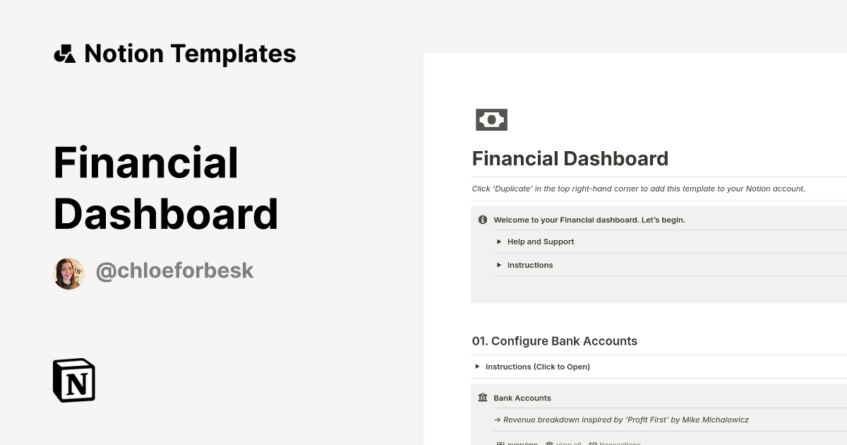 Financial Dashboard Template | Notion Marketplace