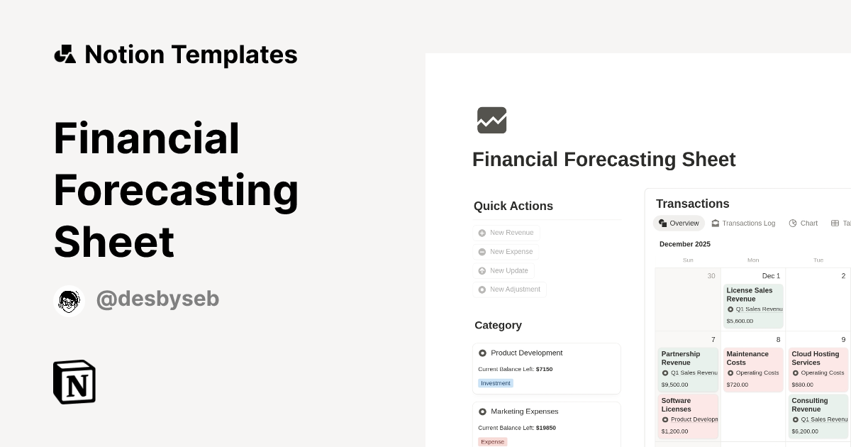 Financial Forecasting Sheet Template by desbyseb | Notion Marketplace
