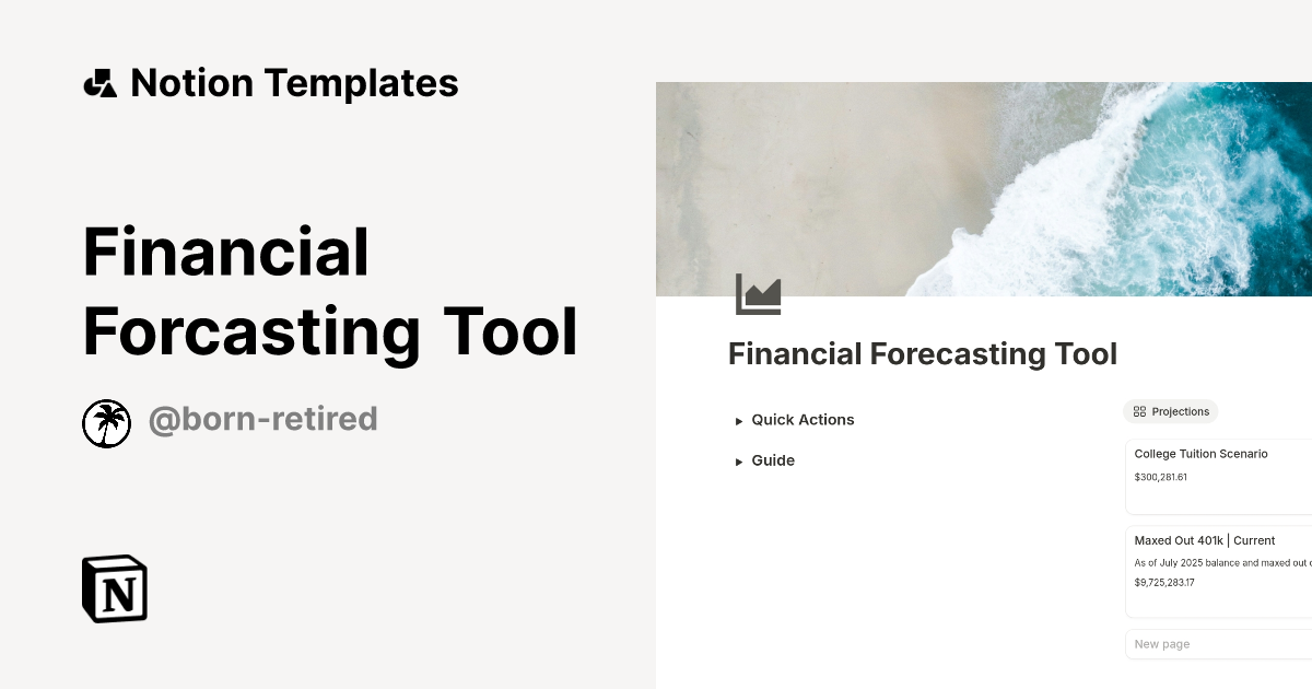 Financial Forcasting Tool Template by Born Retired | Notion Marketplace