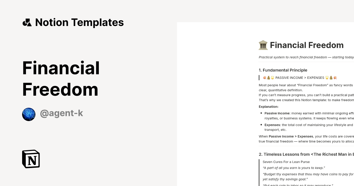 Financial Freedom Template by K | Notion Marketplace