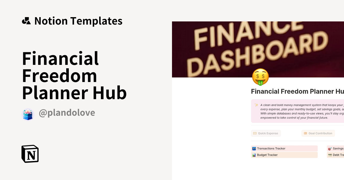 Financial Freedom Planner Hub Template by Plan it. Do it. Love it ...