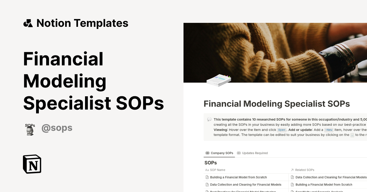 Financial Modeling Specialist SOPs Template | Notion Marketplace
