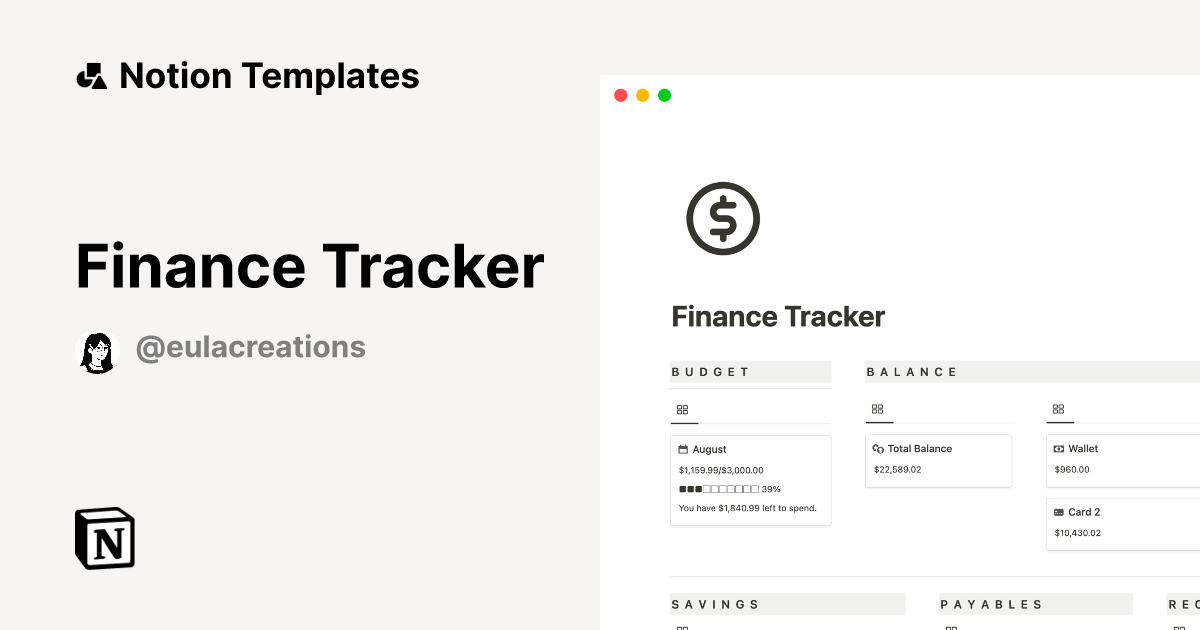 Finance Tracker Template | Notion Marketplace