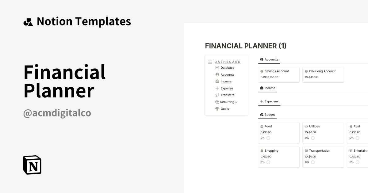 Financial Planner Template | Notion Marketplace
