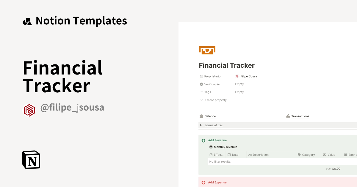 Financial Tracker Template | Notion Marketplace