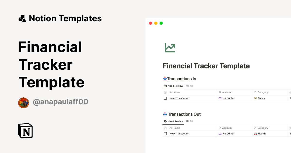 Financial Tracker Template Template | Notion Marketplace