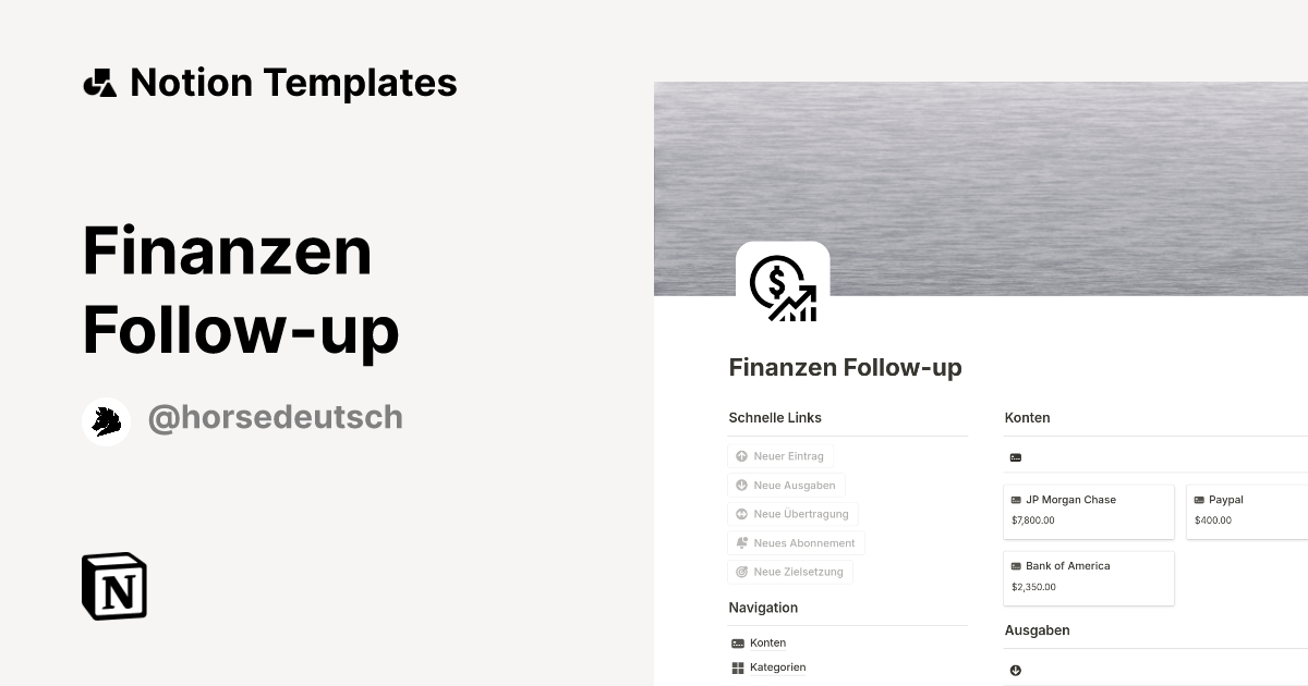 Finanzen Follow-up Template | Notion Marketplace