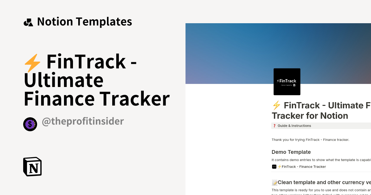 ⚡ FinTrack - Ultimate Finance Tracker Template | Notion Marketplace