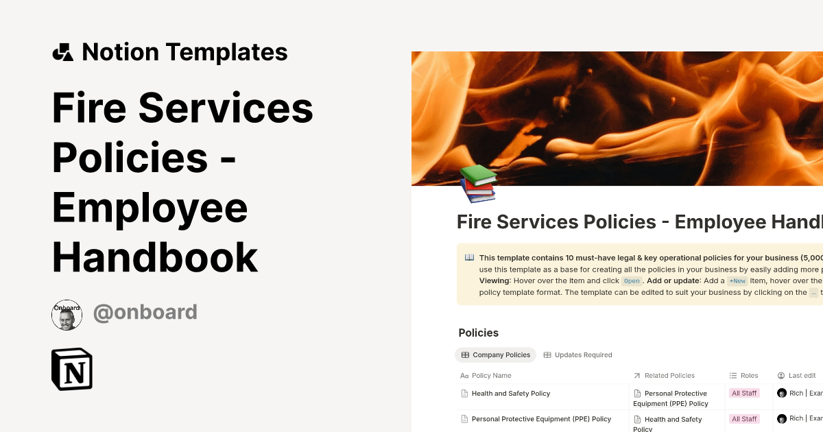 Fire Services Policies - Employee Handbook Template by Onboarding ...