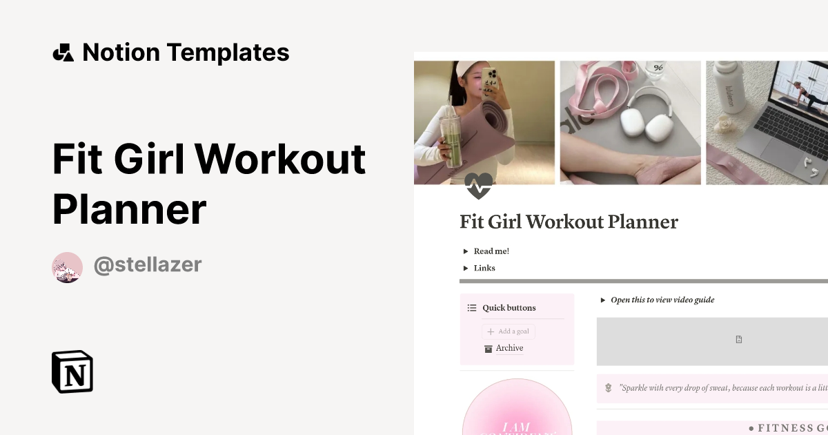 Fit Girl Workout Planner Template | Notion Marketplace