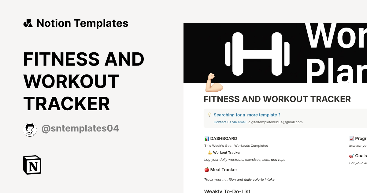 FITNESS AND WORKOUT TRACKER Template by SN Templates | Notion Marketplace