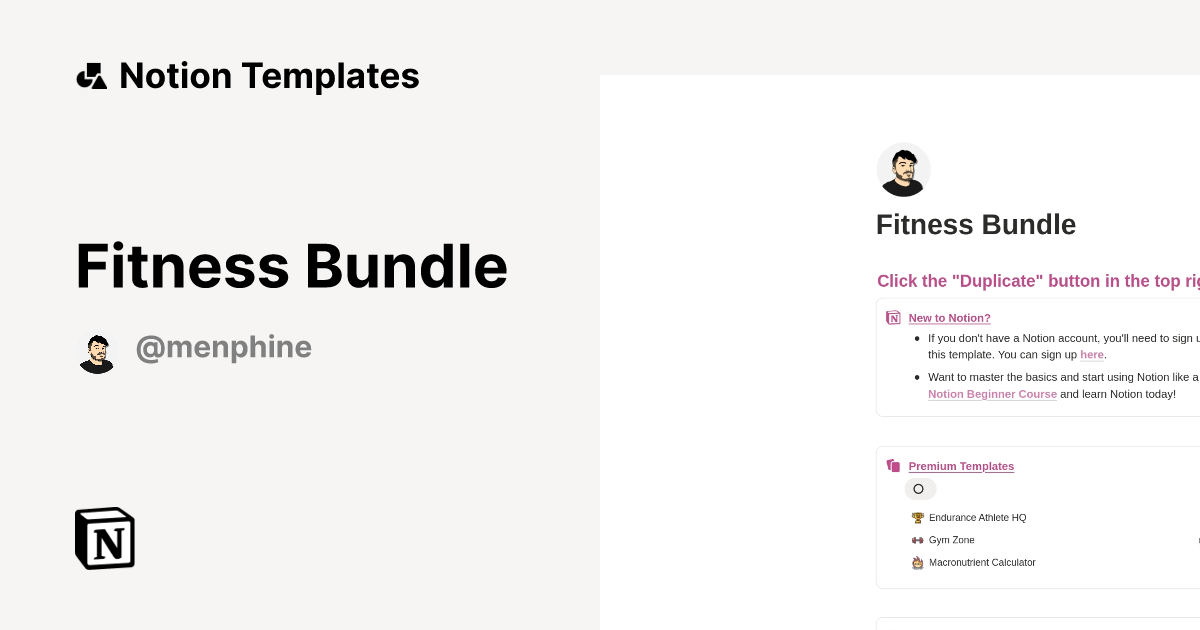 Fitness Bundle Template | Notion Marketplace